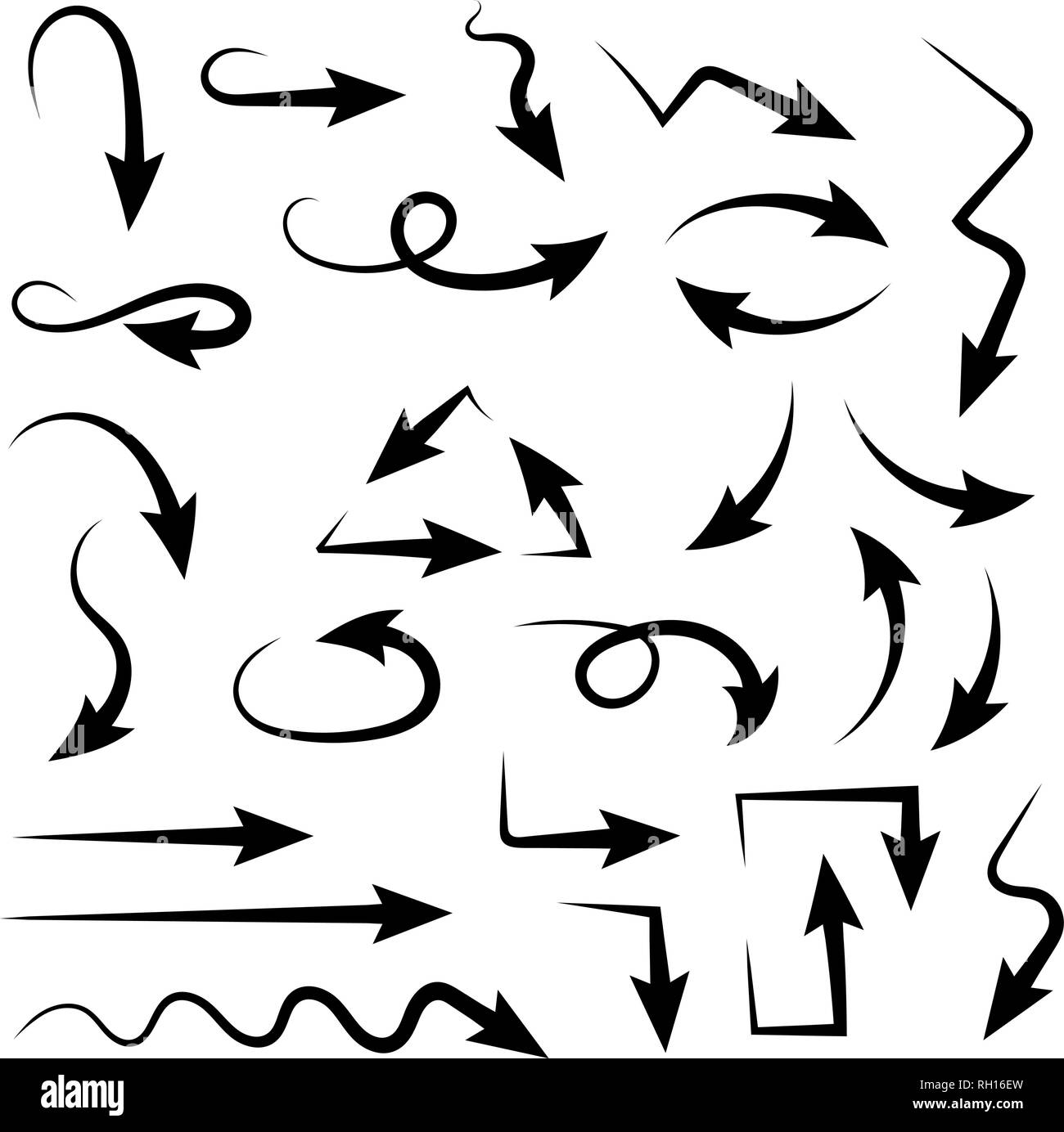 Black arrows. Set of bent sharp icons Stock Vector Image & Art - Alamy