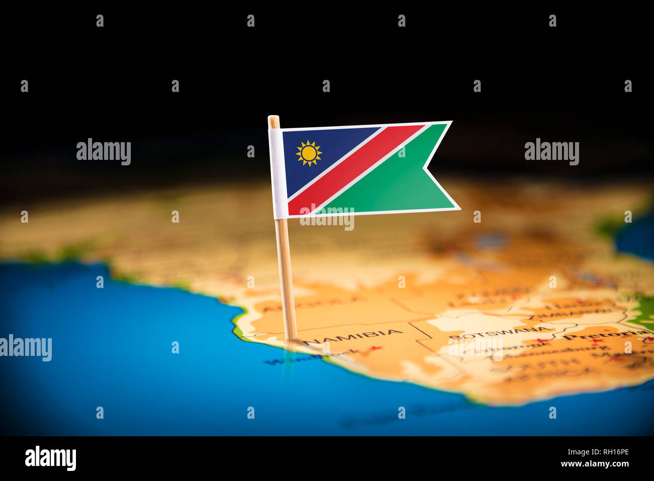 Namibia marked with a flag on the map Stock Photo - Alamy