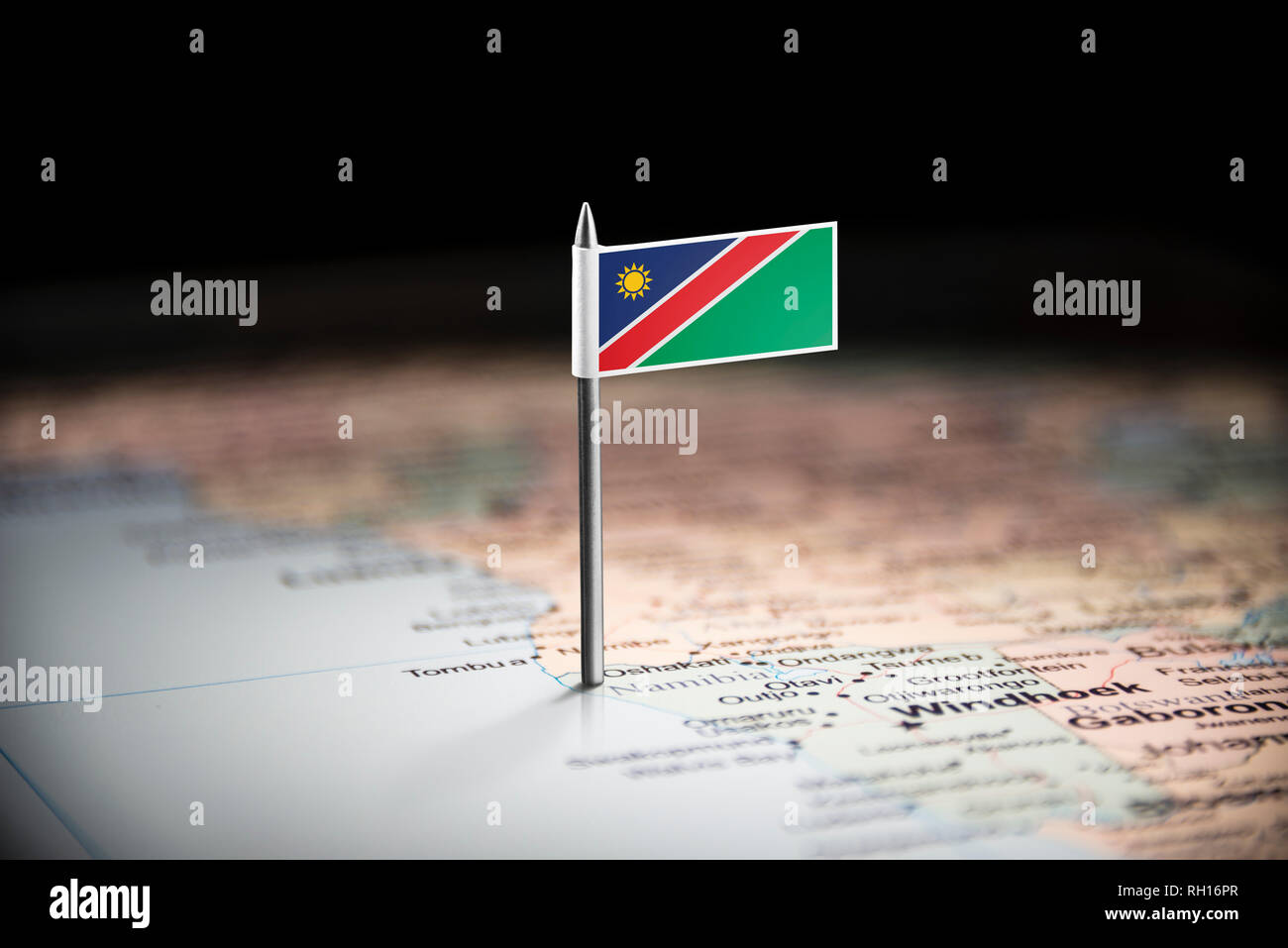Namibia marked with a flag on the map Stock Photo - Alamy