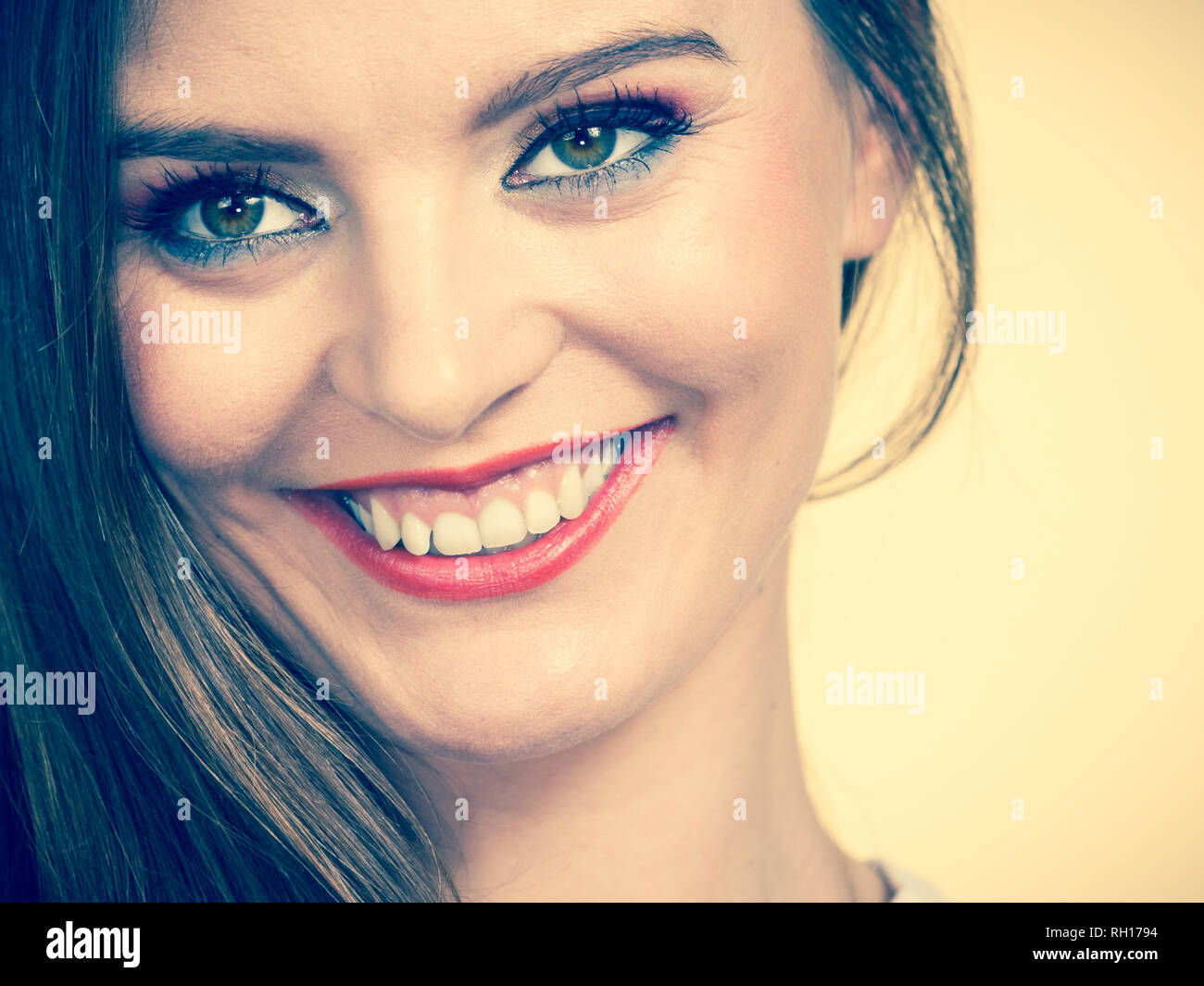 Positive emotions, natural beauty, face expressions concept. Closeup ...