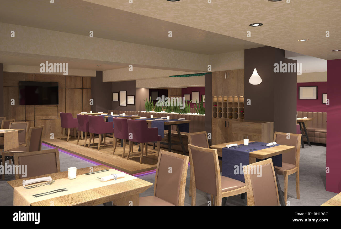 3d restaurant rendering Stock Photo - Alamy