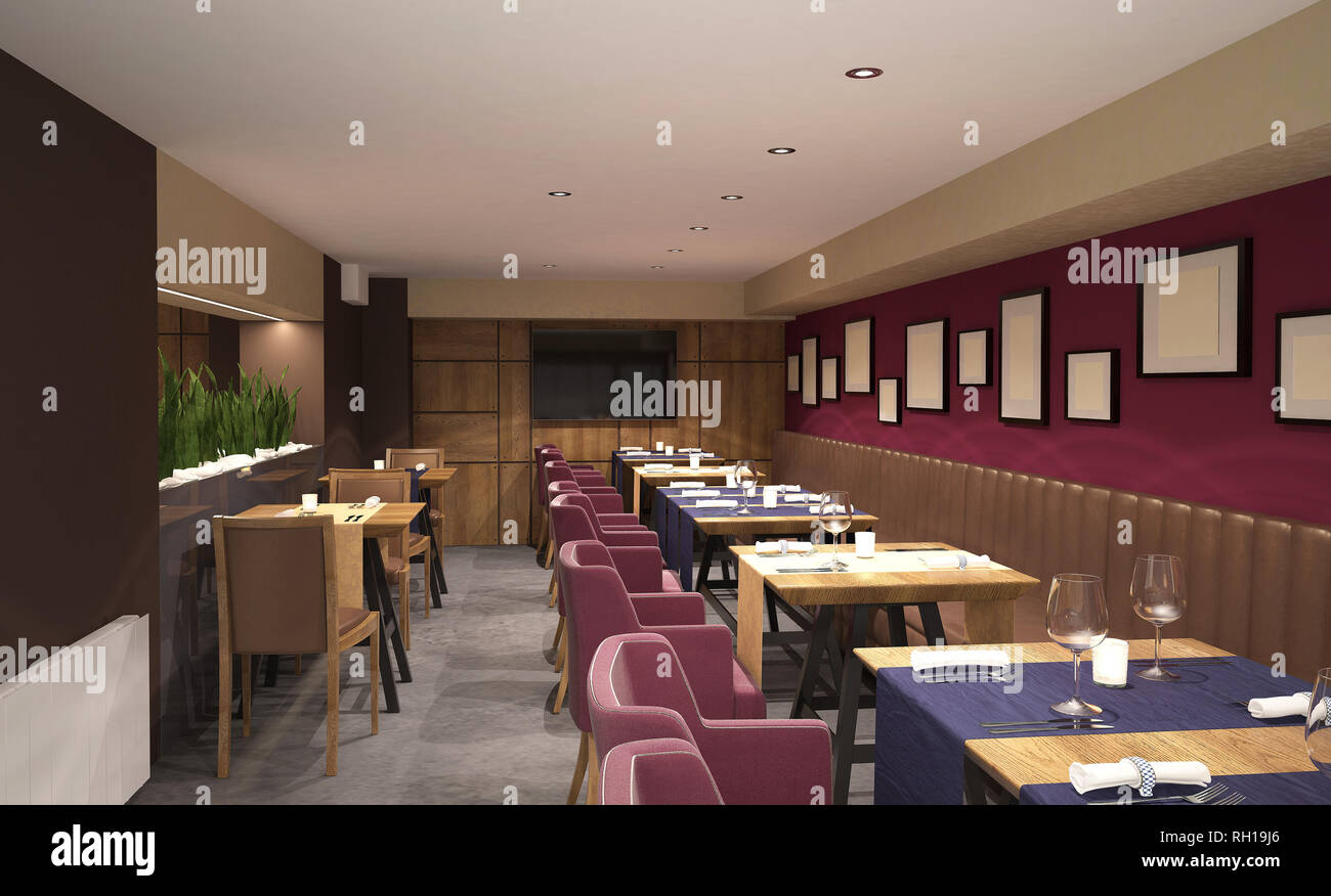 3d restaurant rendering Stock Photo - Alamy
