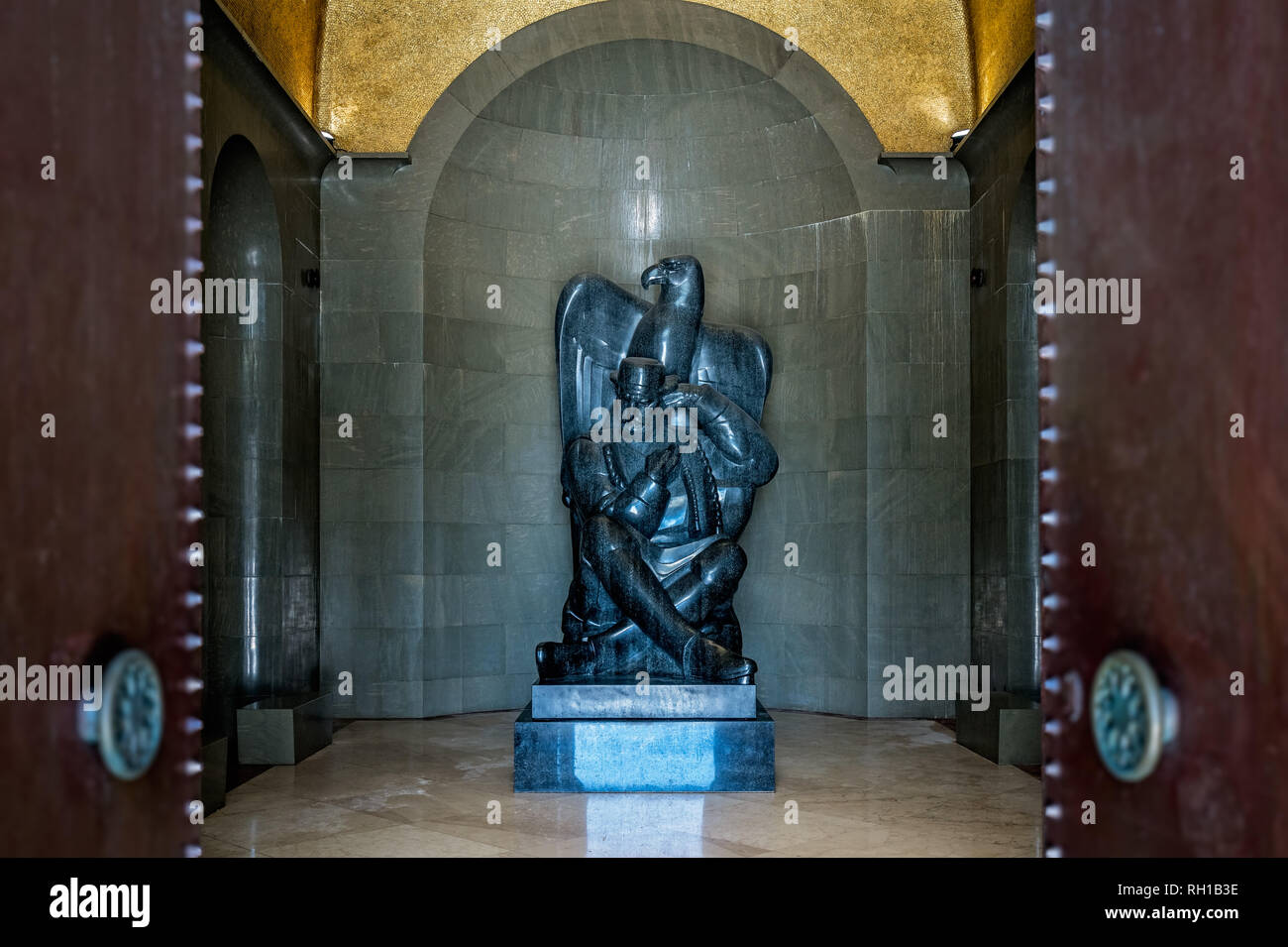 Njegos statue inside a crypt in a mausoleum, created by famous sculptor ...