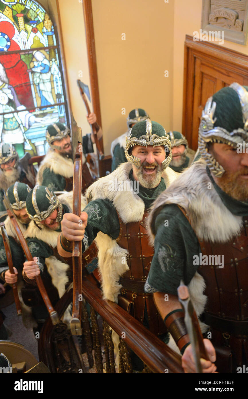 The 2019 Up Helly Aa fire festival held in Lerwick Shetland in January ...