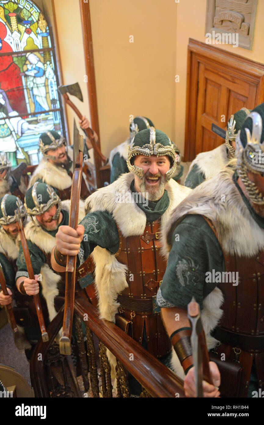 The 2019 Up Helly Aa fire festival held in Lerwick Shetland in January ...