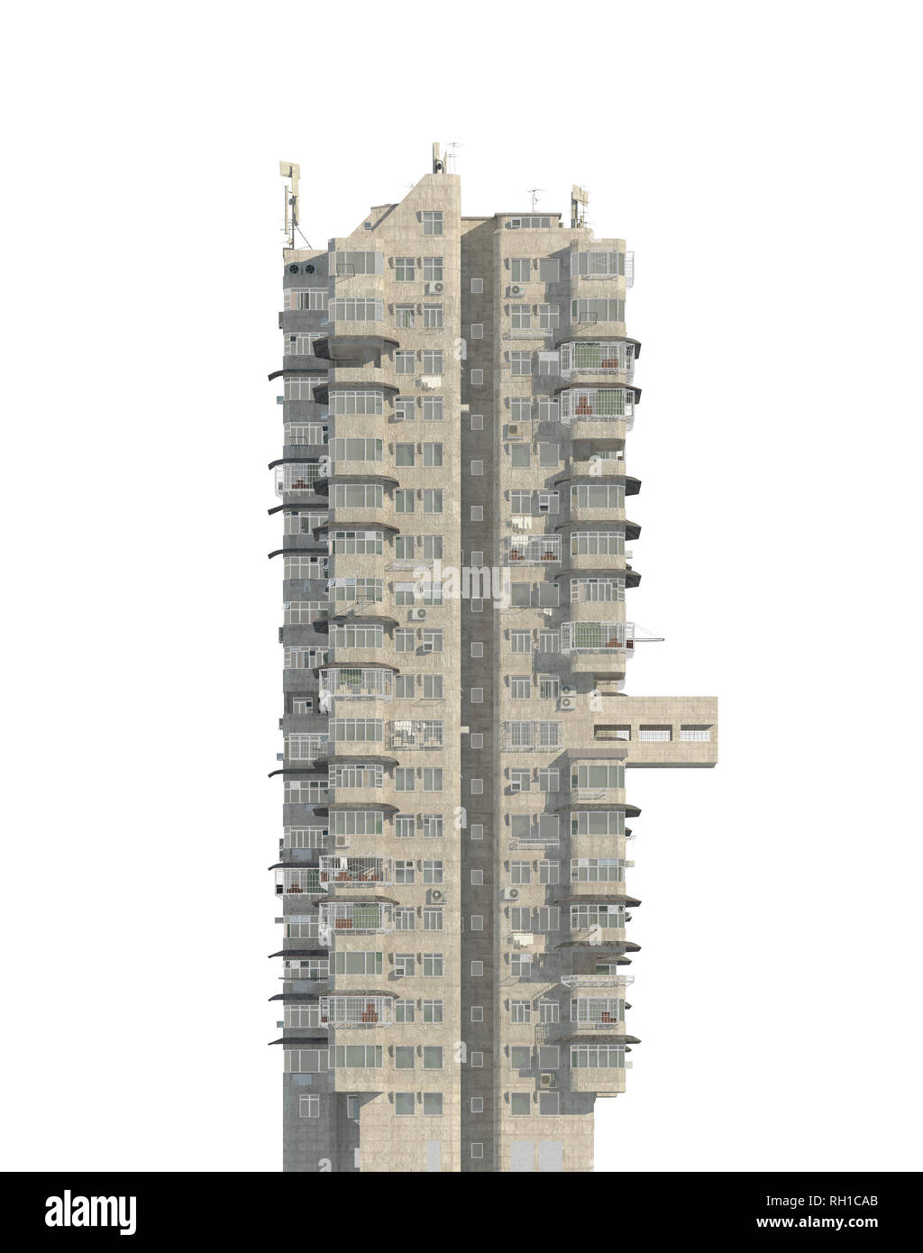 Slum futuristic building isolated on white background 3d illustration ...