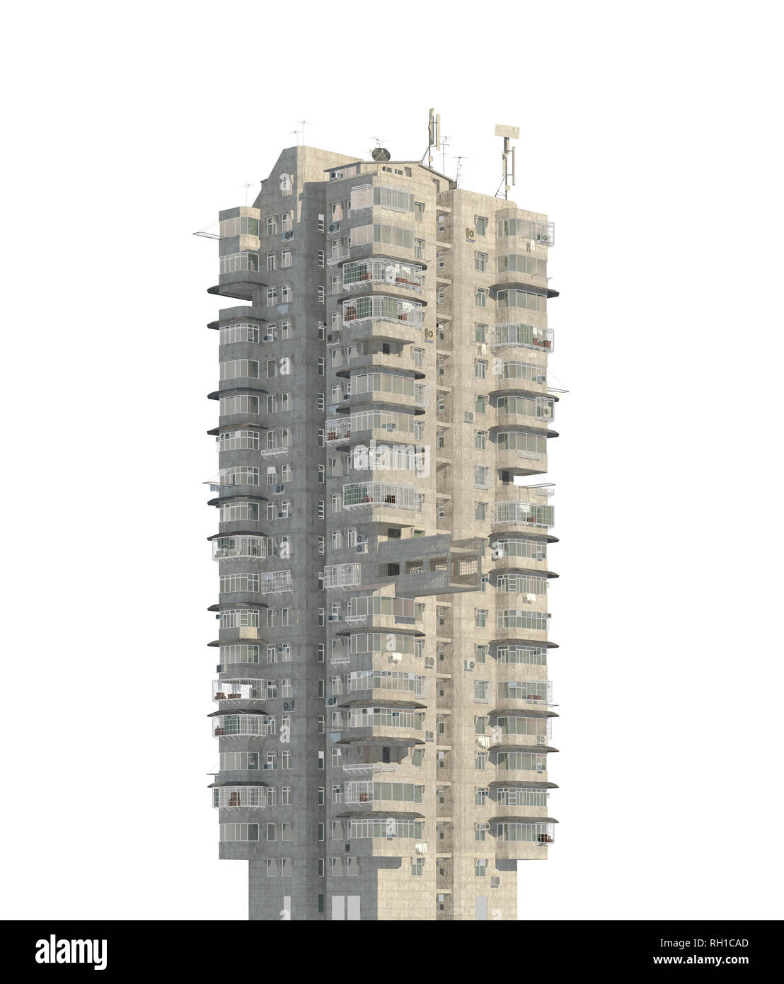 Slum futuristic building isolated on white background 3d illustration ...