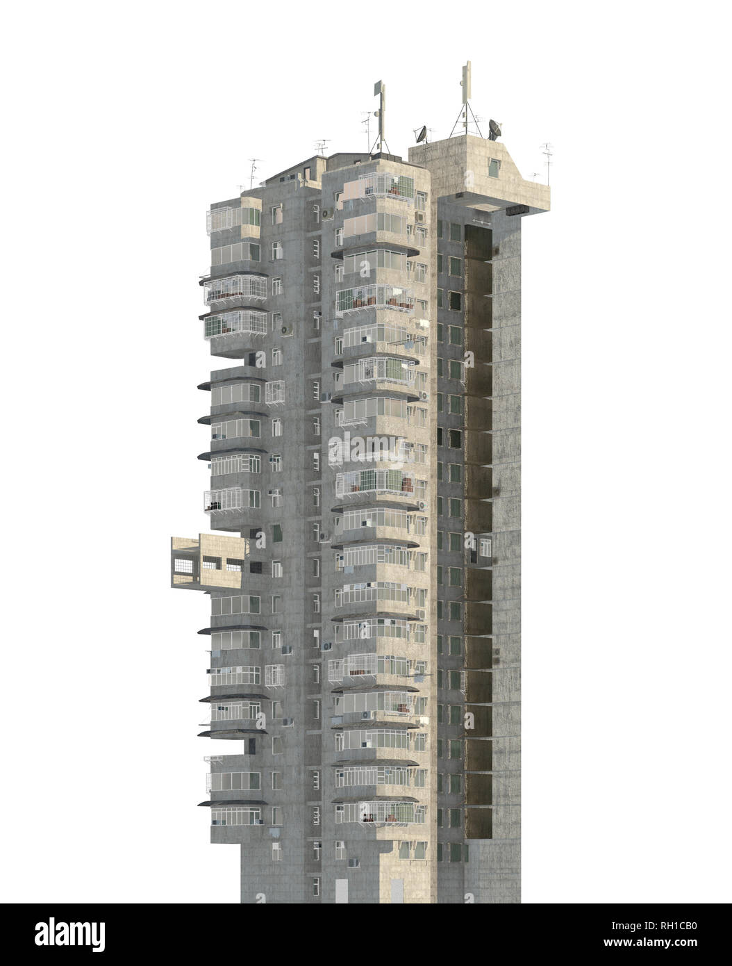 Slum futuristic building isolated on white background 3d illustration ...