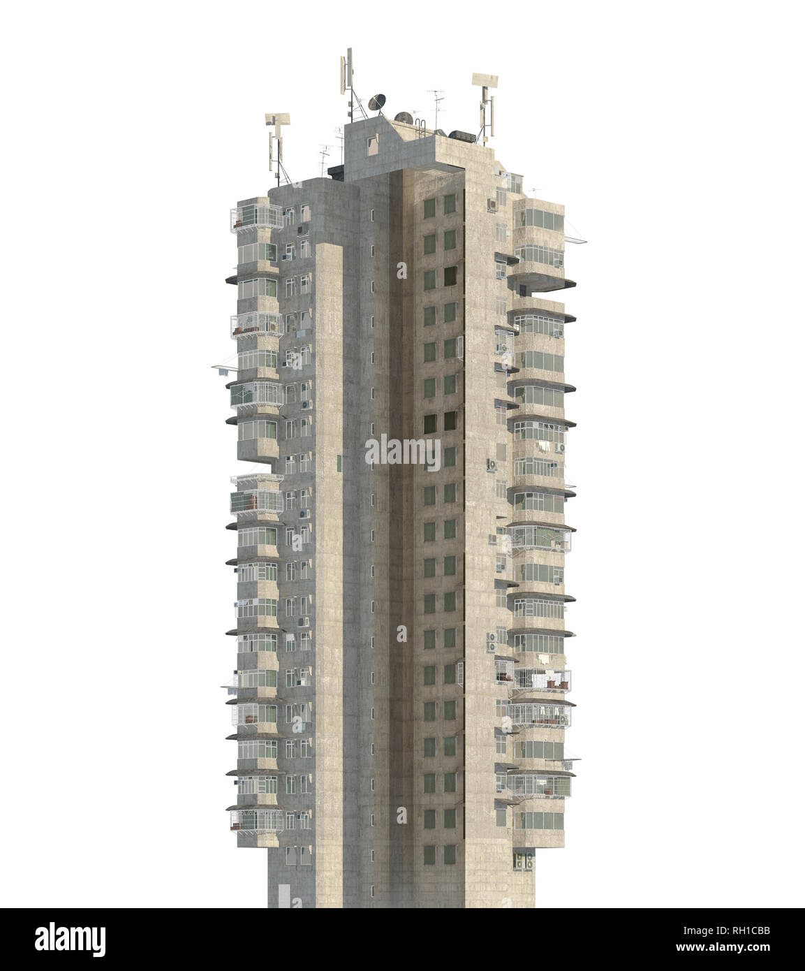 Slum futuristic building isolated on white background 3d illustration ...