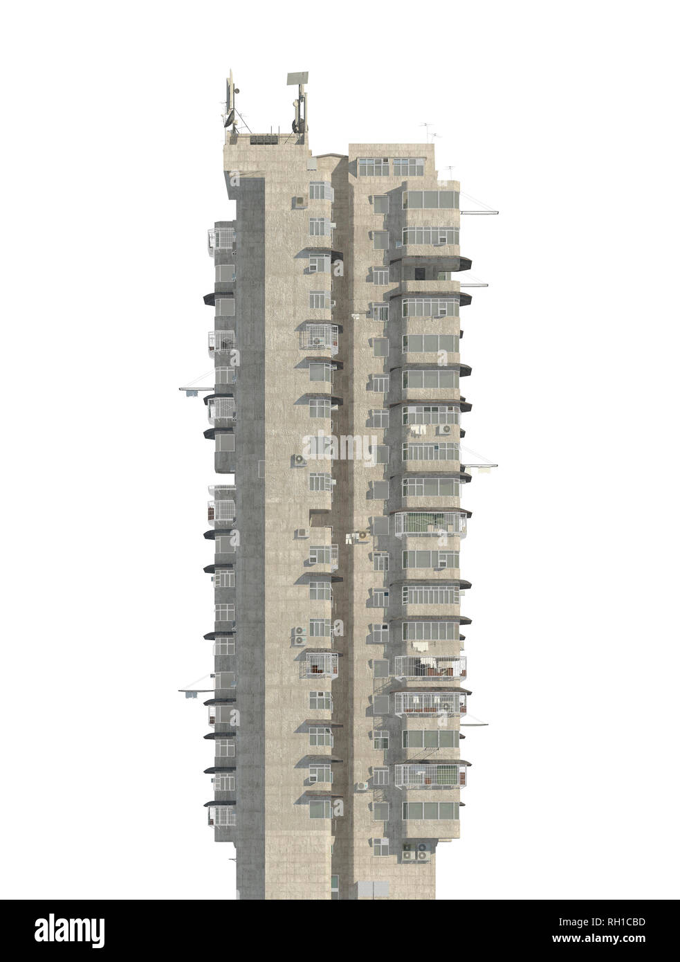 Slum futuristic building isolated on white background 3d illustration ...