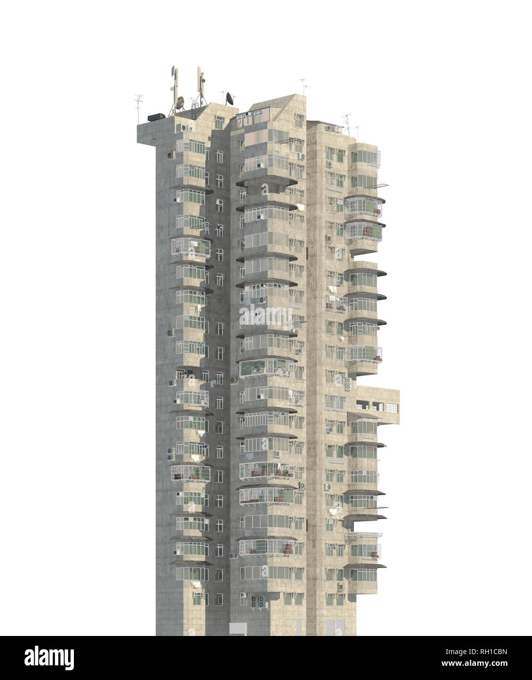 Slum futuristic building isolated on white background 3d illustration ...