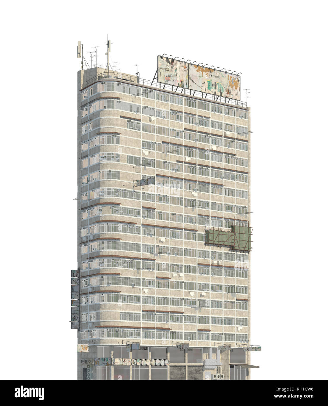 Slum futuristic building isolated on white background 3d illustration ...