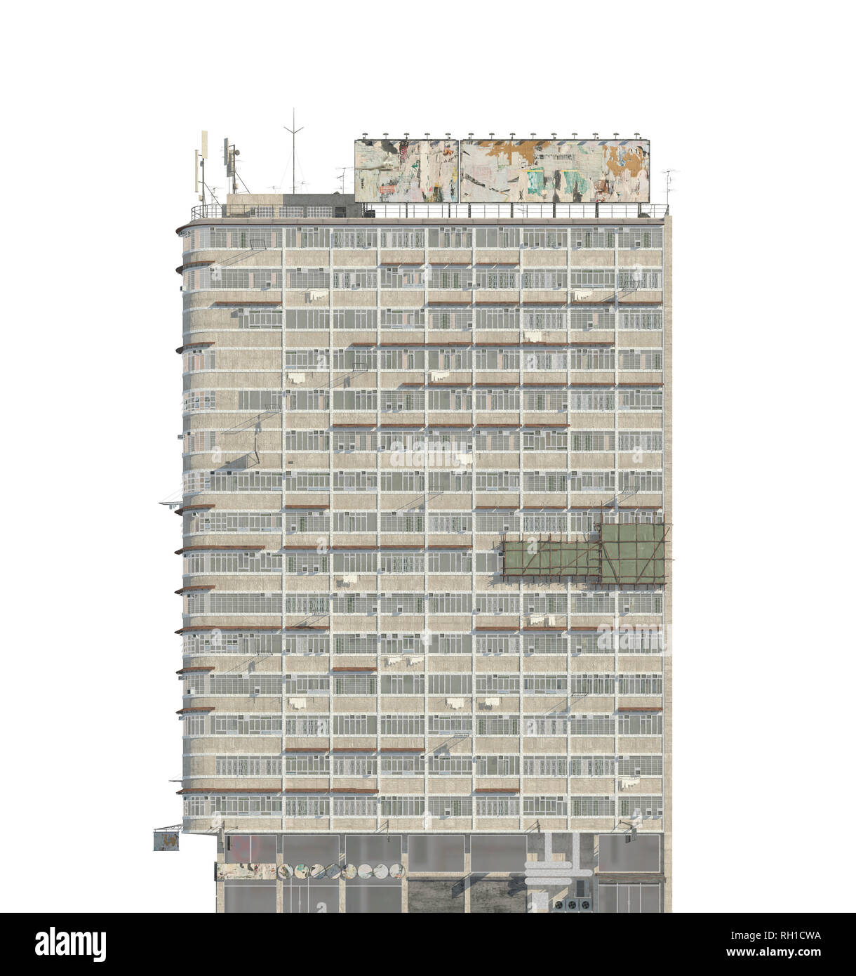 Slum futuristic building isolated on white background 3d illustration ...