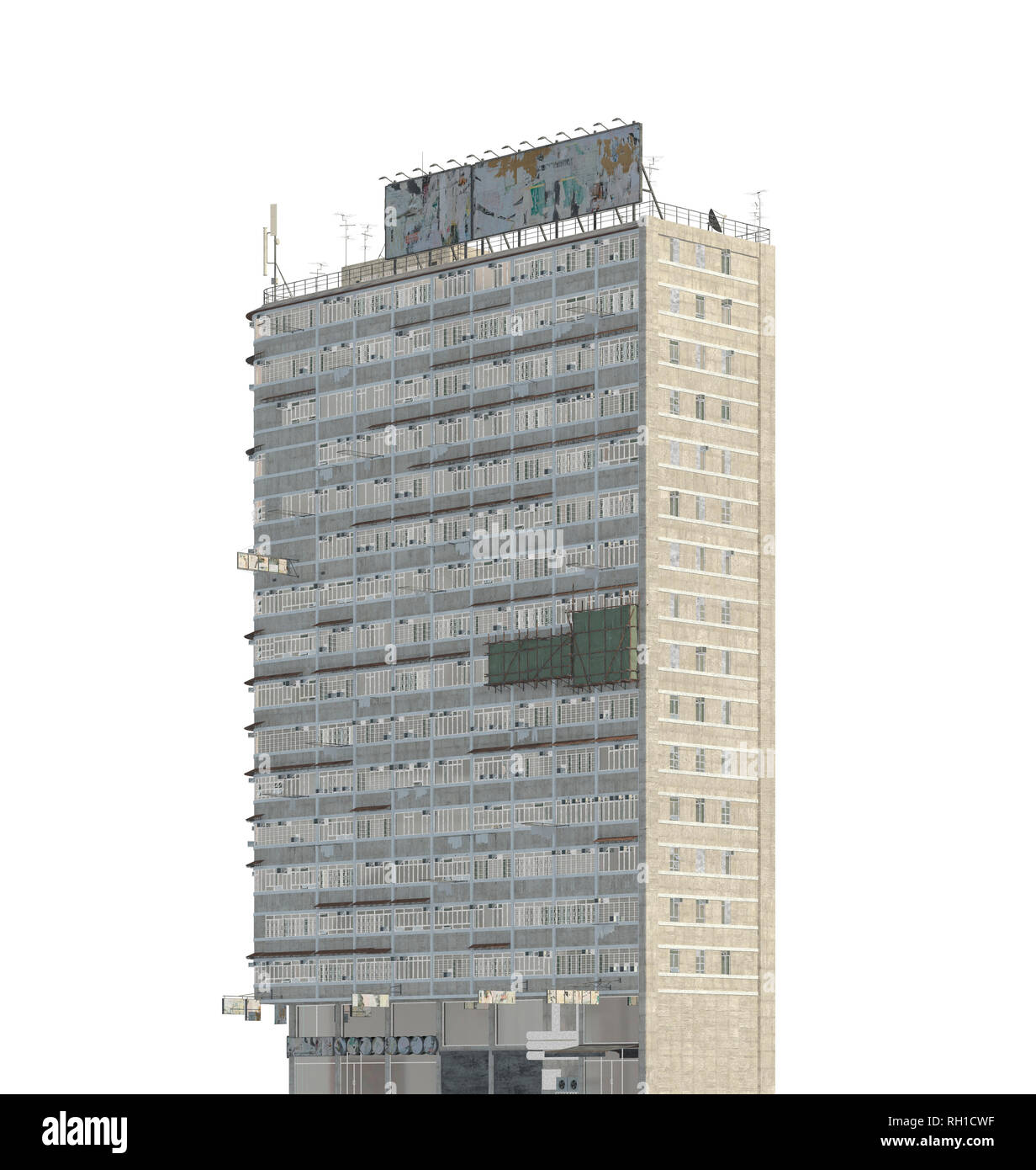 Slum futuristic building isolated on white background 3d illustration ...