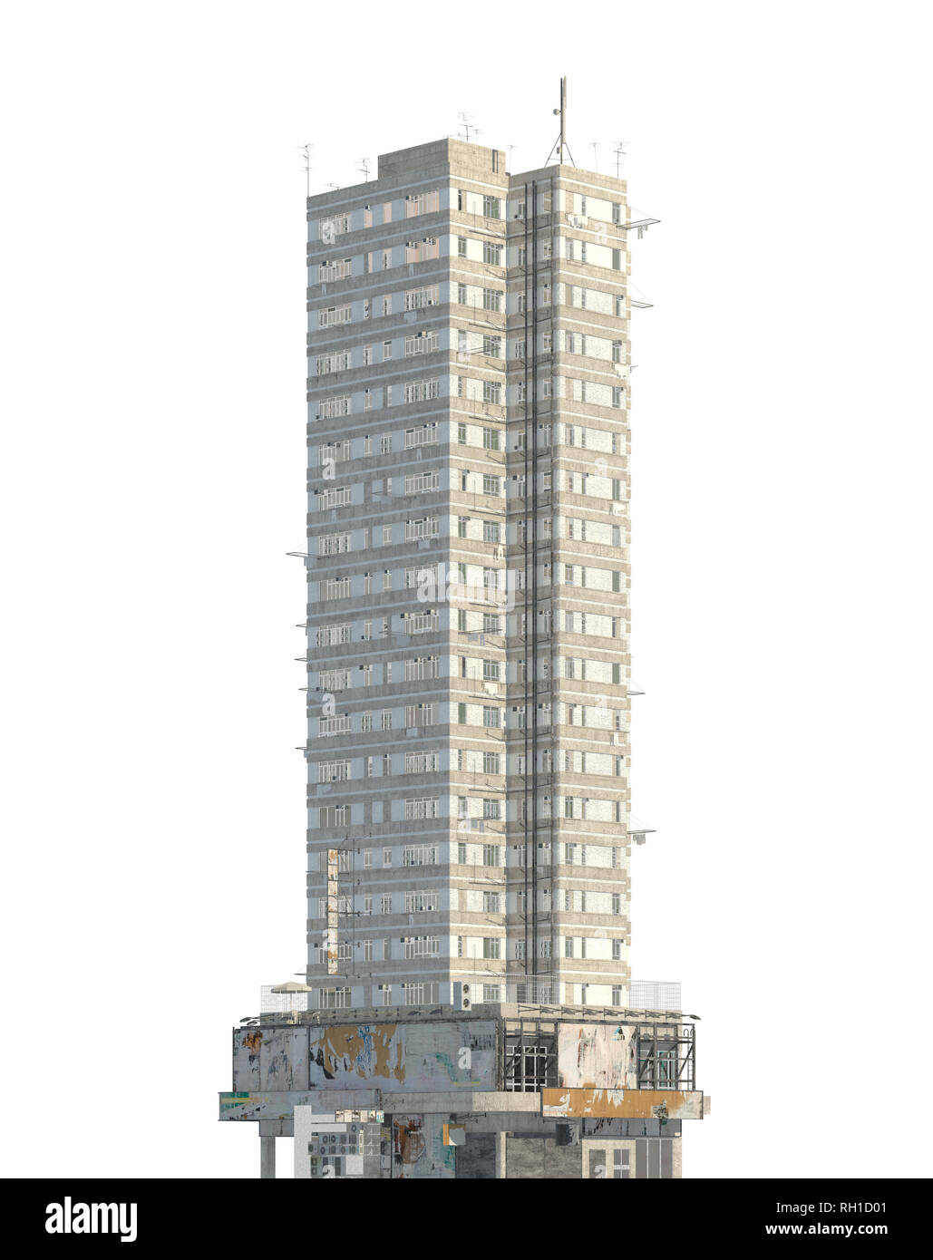 Slum futuristic building isolated on white background 3d illustration ...