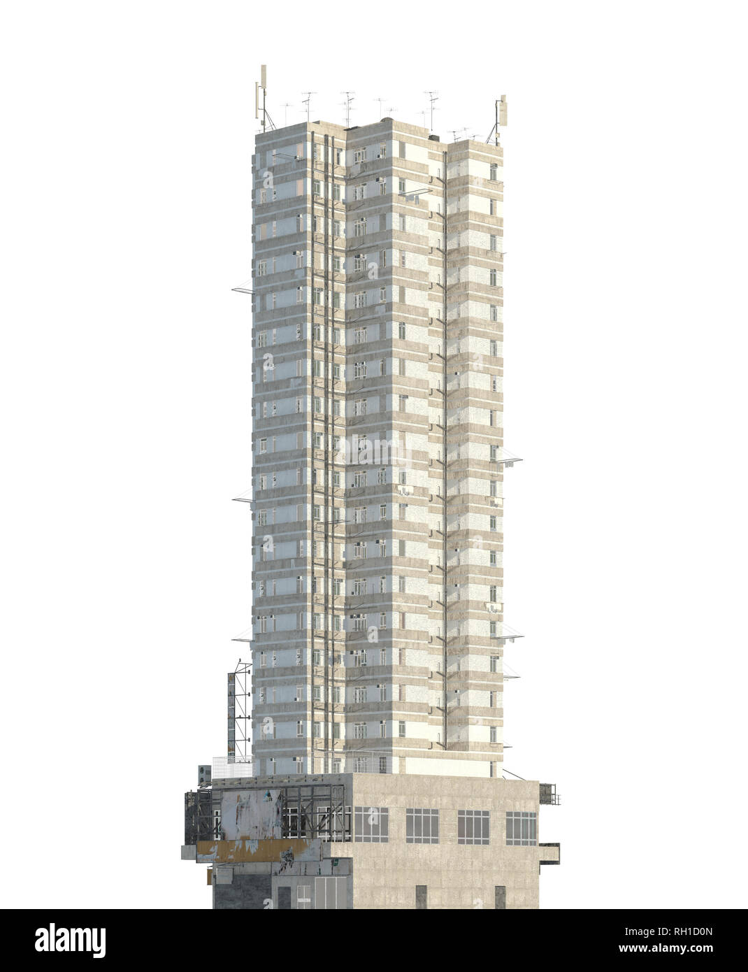 Slum futuristic building isolated on white background 3d illustration ...