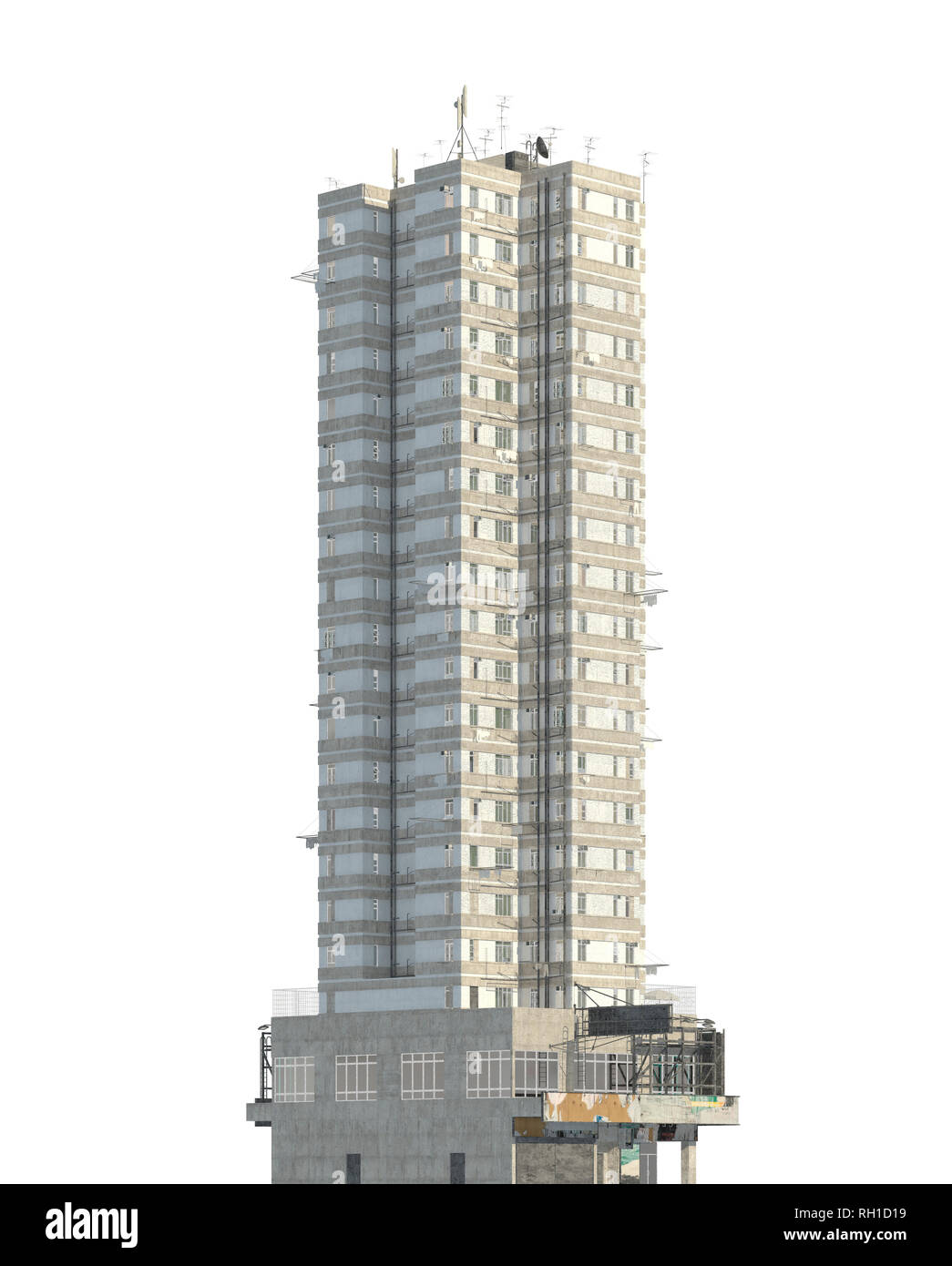 Slum futuristic building isolated on white background 3d illustration ...