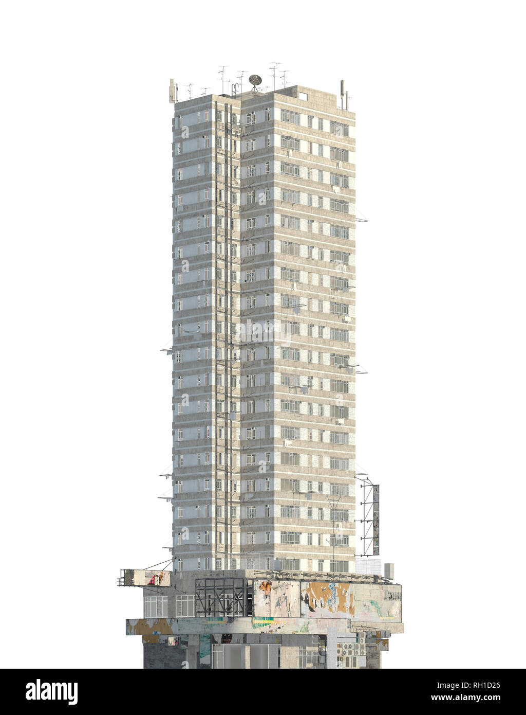 Slum futuristic building isolated on white background 3d illustration ...