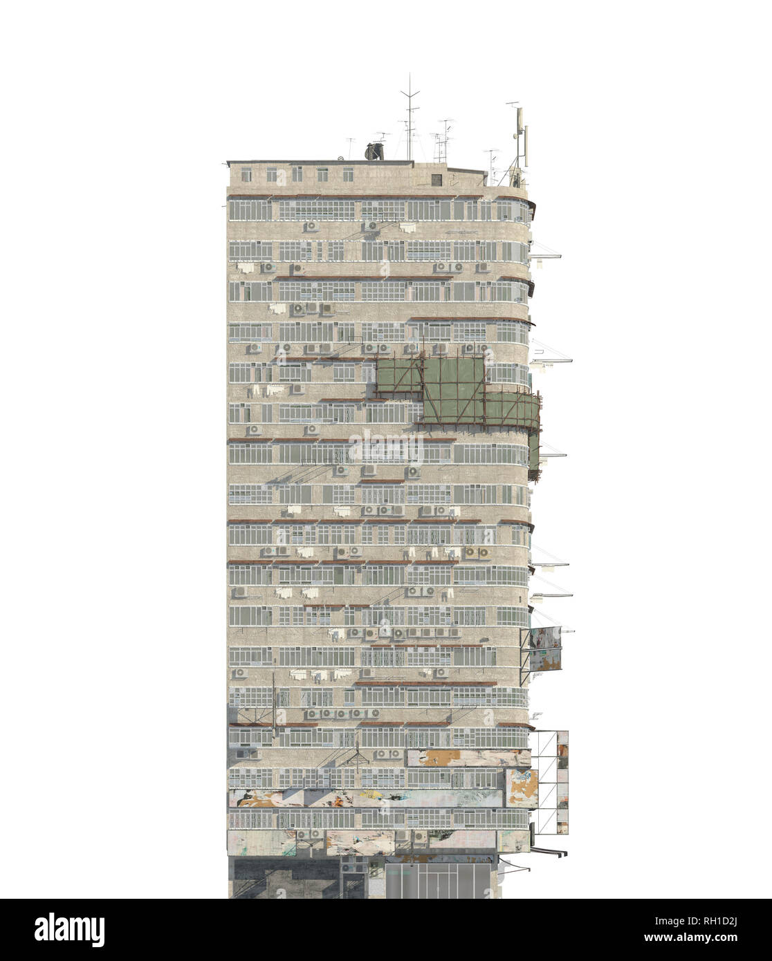 Slum futuristic building isolated on white background 3d illustration ...