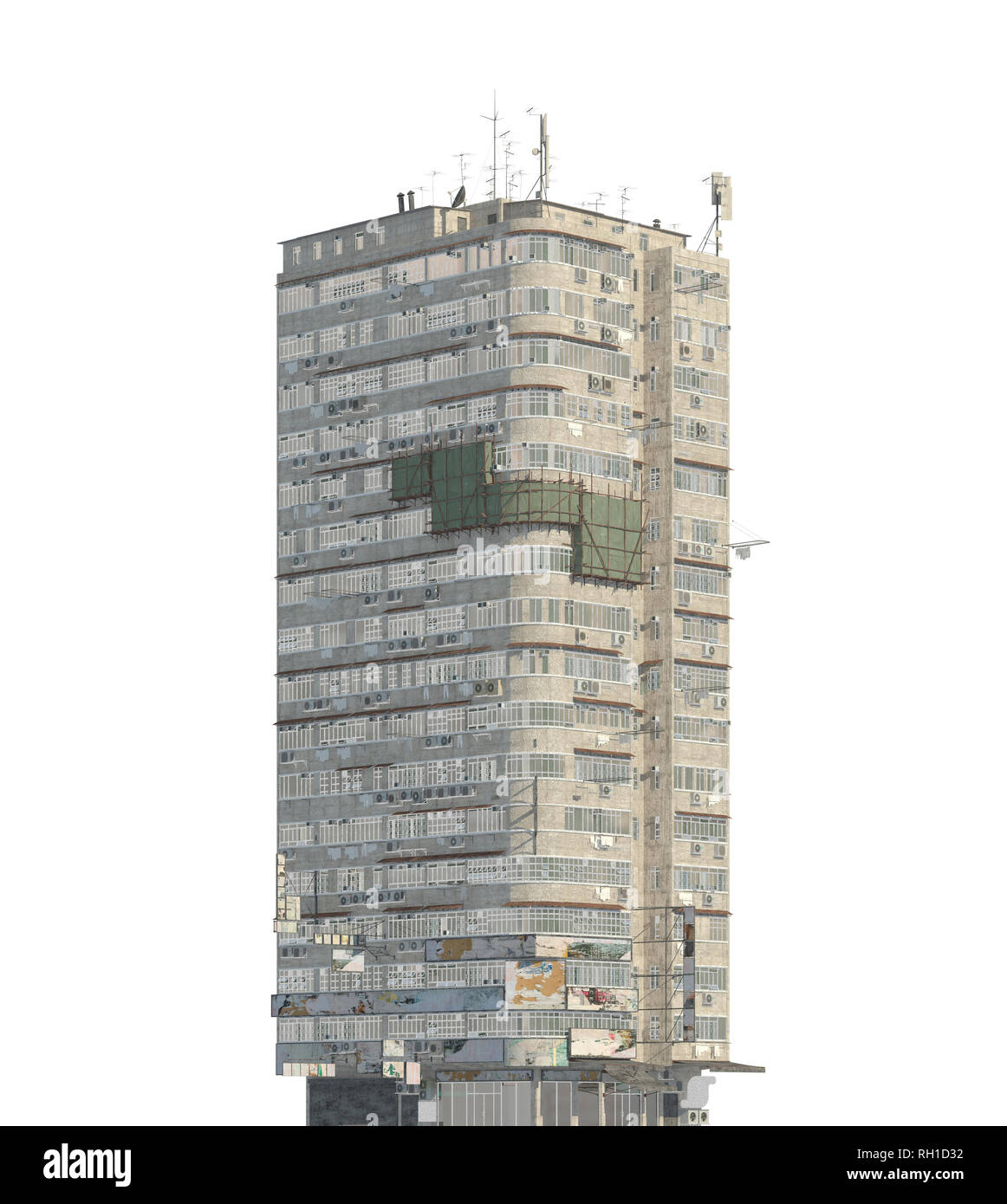 Slum futuristic building isolated on white background 3d illustration ...