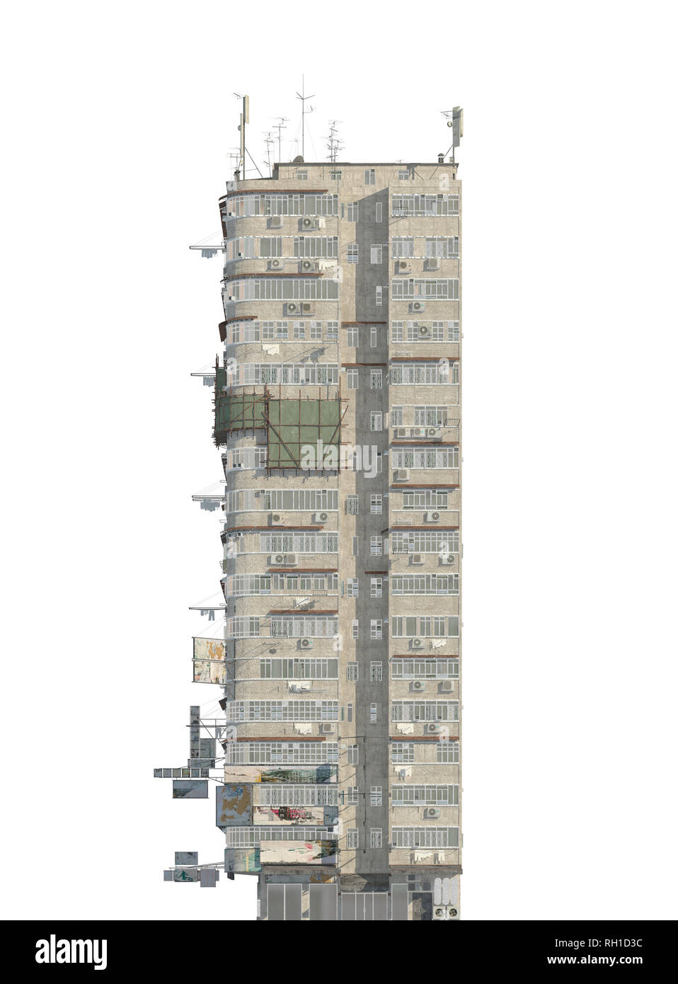 Slum futuristic building isolated on white background 3d illustration ...