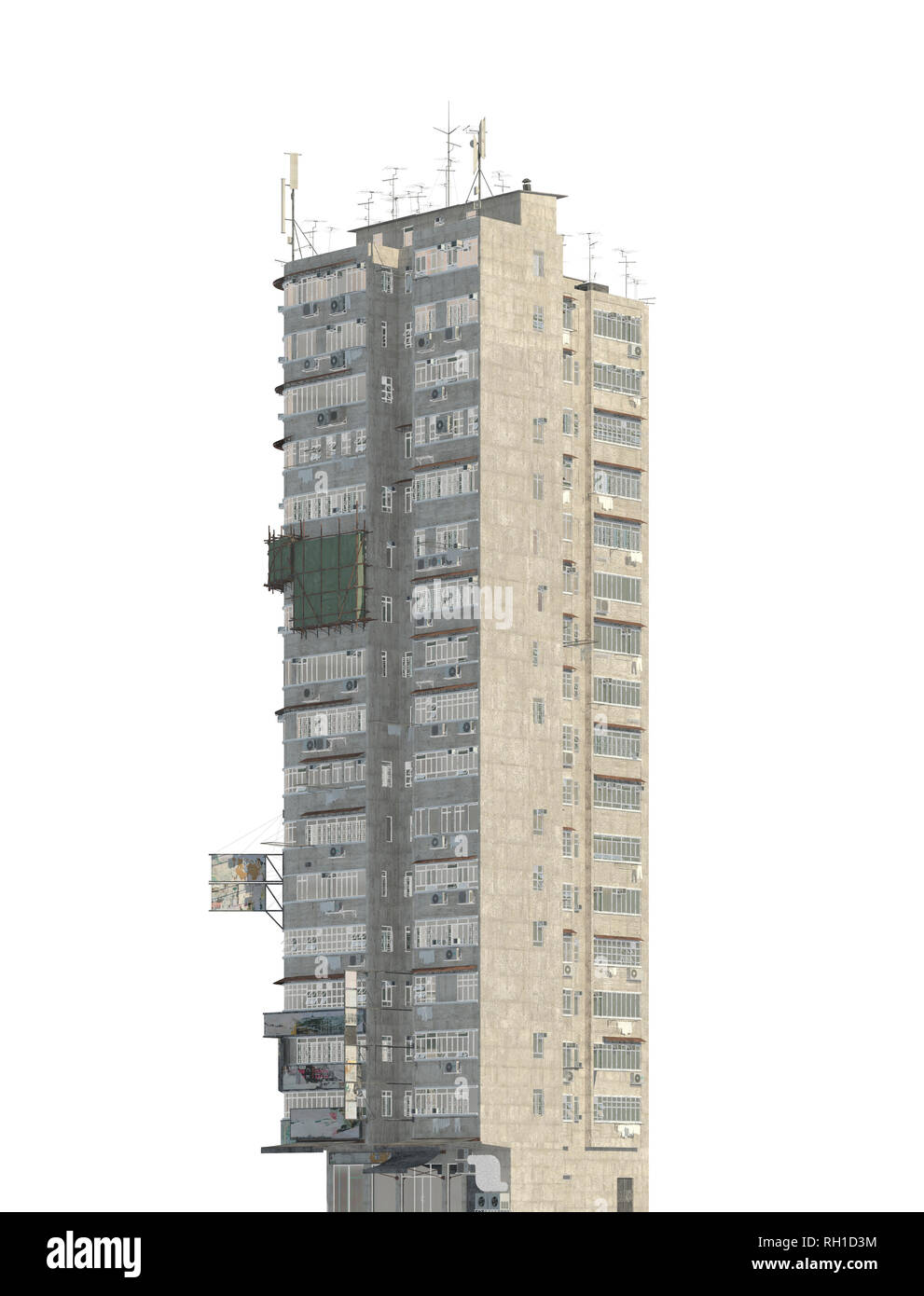 Slum futuristic building isolated on white background 3d illustration ...