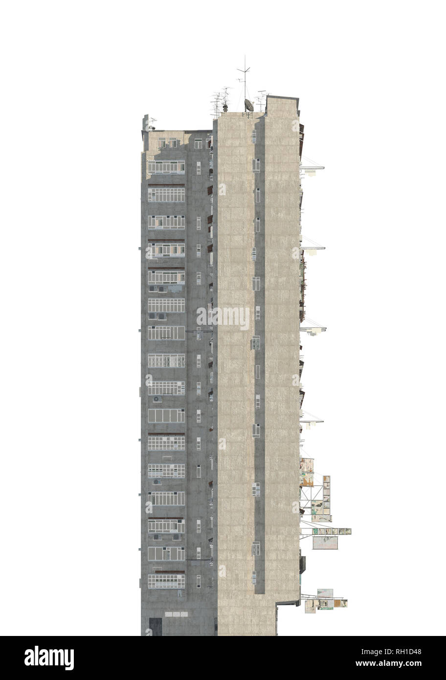 Slum futuristic building isolated on white background 3d illustration ...
