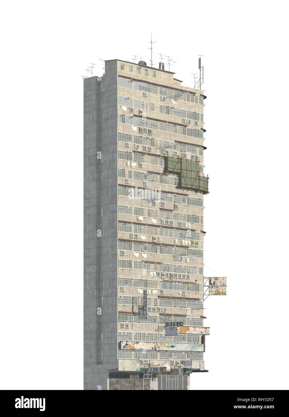 Slum futuristic building isolated on white background 3d illustration ...