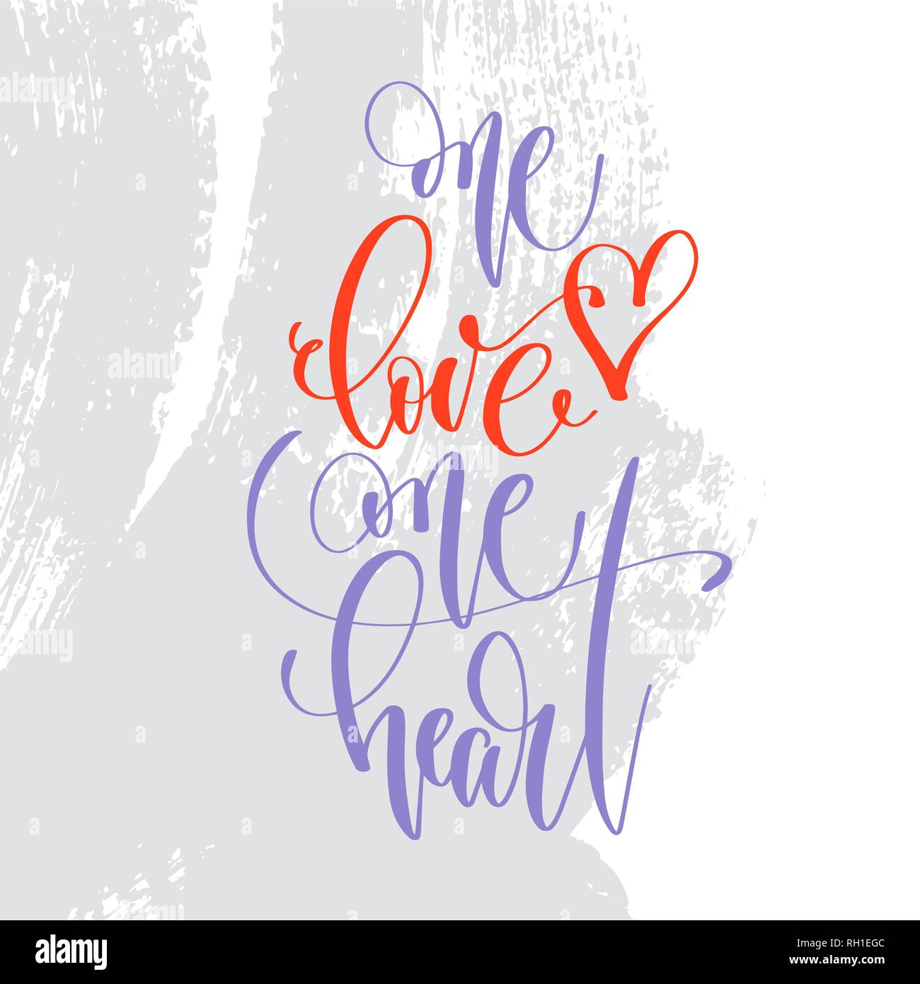 one love one heart - hand lettering inscription text Stock Vector Image ...