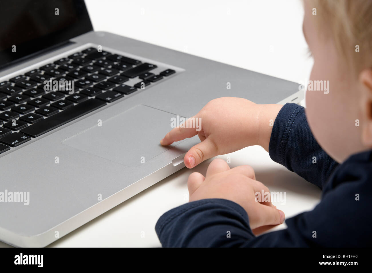 little boy working on computer Stock Photo - Alamy