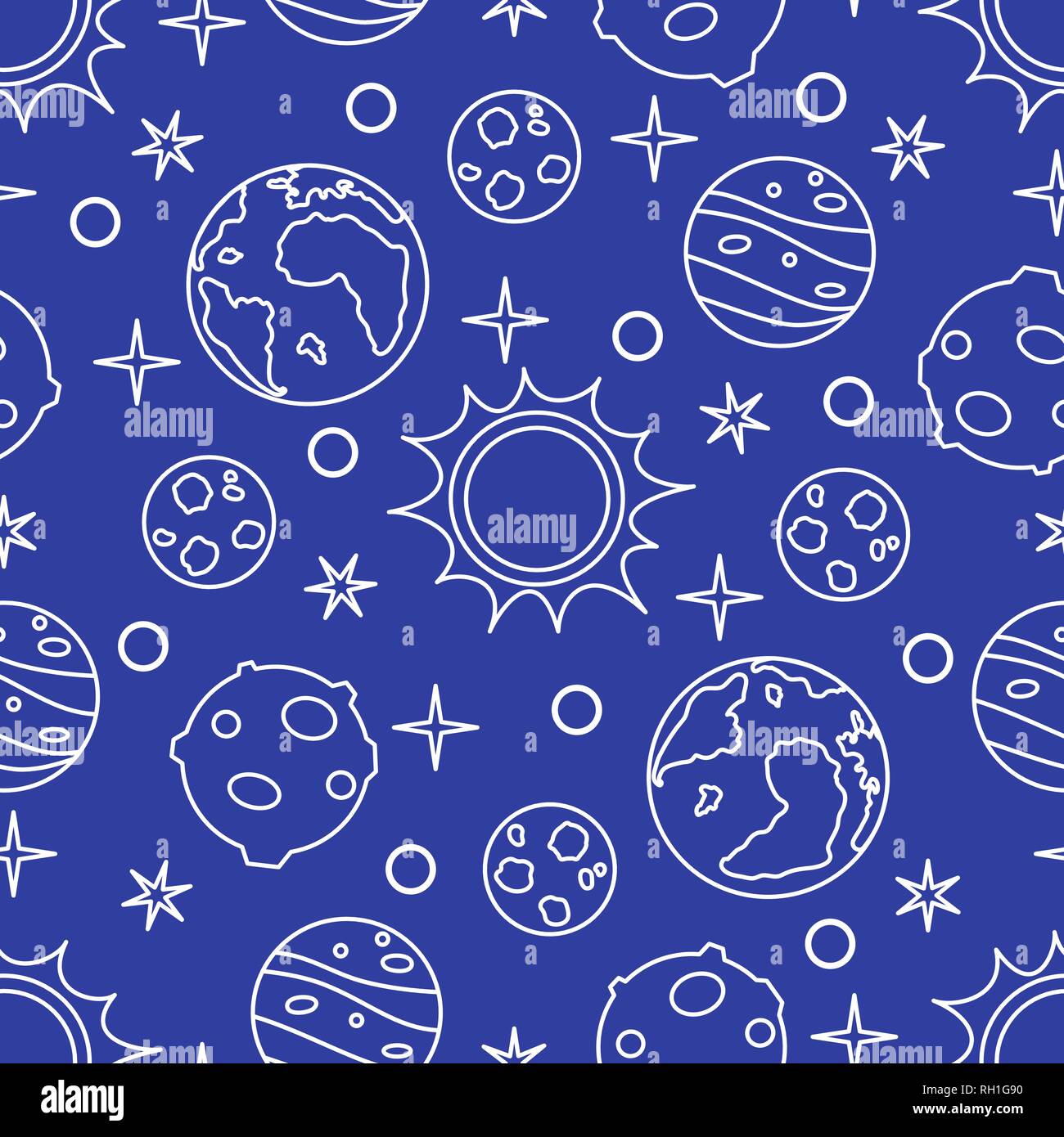 Seamless pattern with sun, planets, stars. Space exploration. Astronomy ...