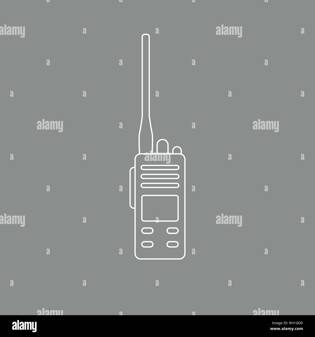Vector illustration with walkie talkie. Portable radio, communications ...