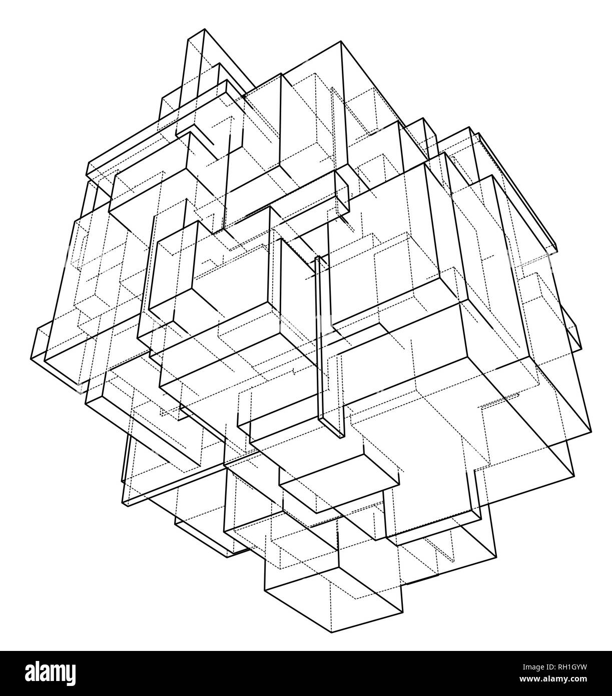 Wireframe Boxes. Sketch style Stock Vector Image & Art - Alamy