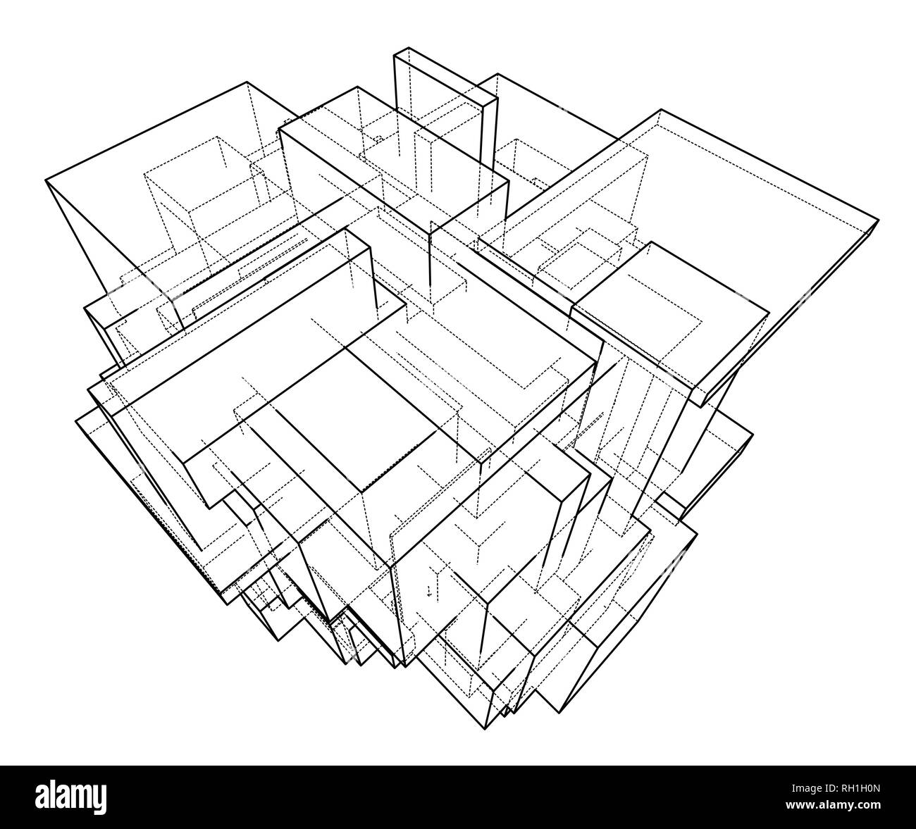 Wireframe Boxes. Sketch style Stock Vector Image & Art - Alamy