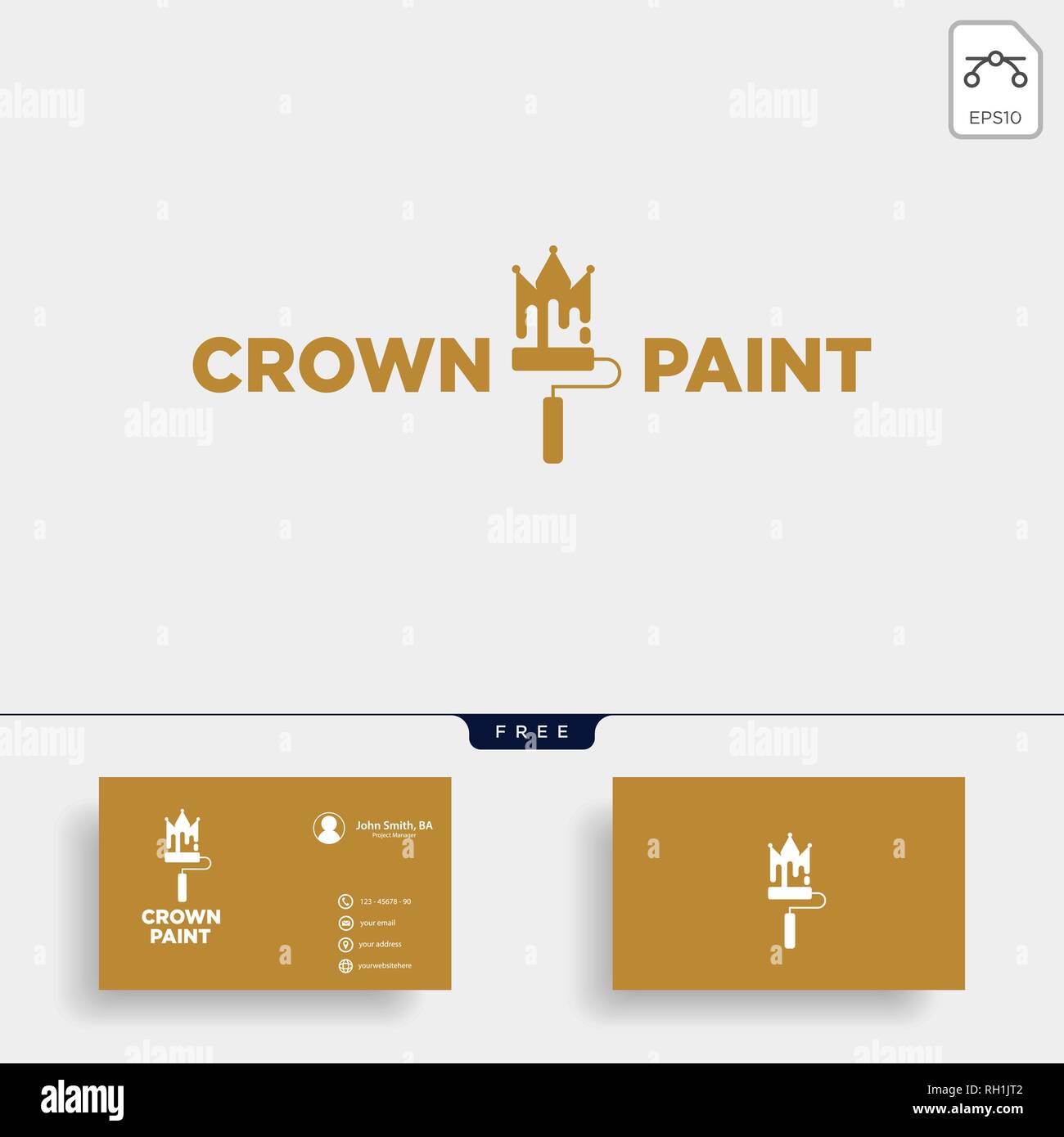 crown paint brush colorful logo template vector icon element - vector ...