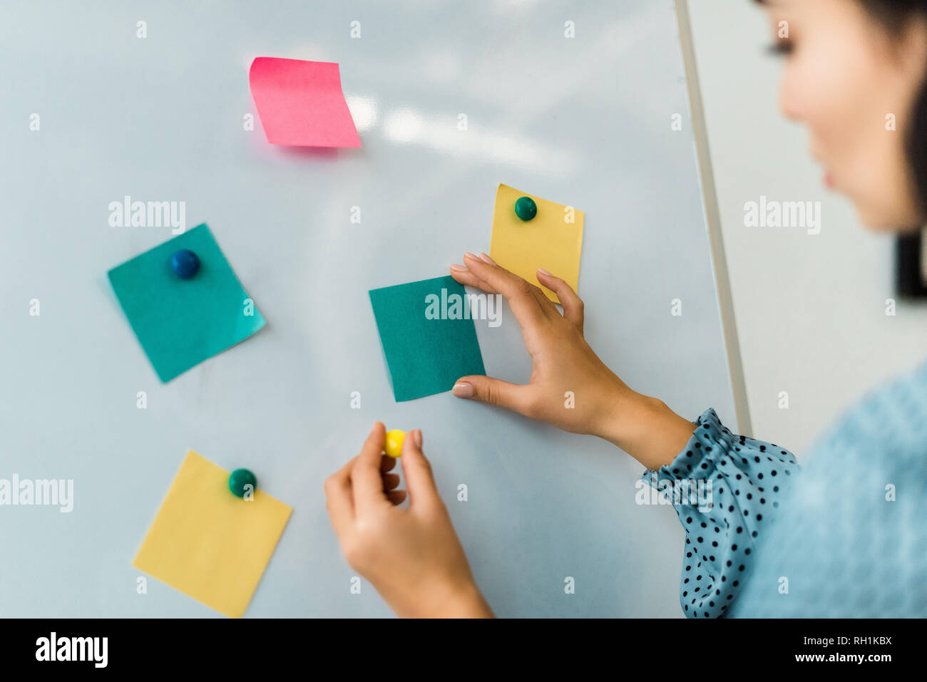 Woman White Board Sticky Notes High Resolution Stock Photography and ...