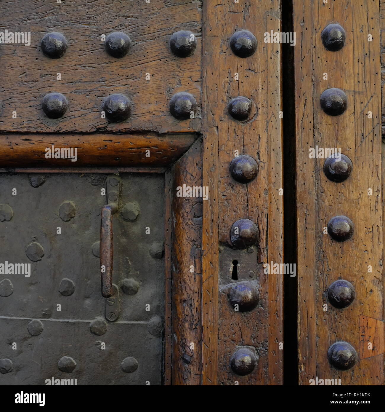 Vintage wooden door with oval metal rivets Florence Italy Stock Photo ...