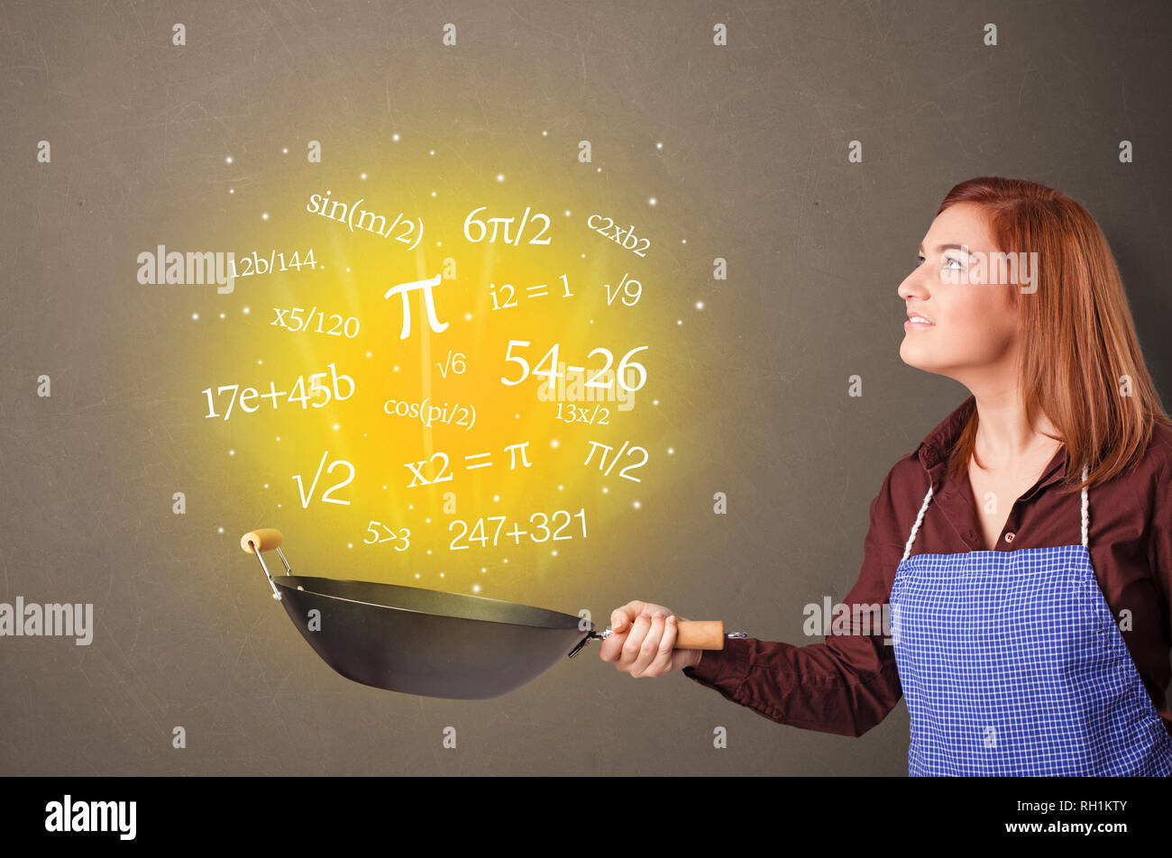 Person cooking numbers and mathematical staffs Stock Photo - Alamy