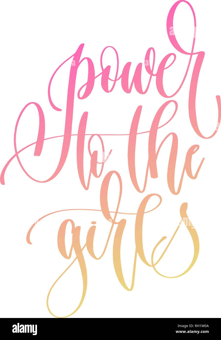 power to the girls - hand lettering text to women's day Stock Vector ...
