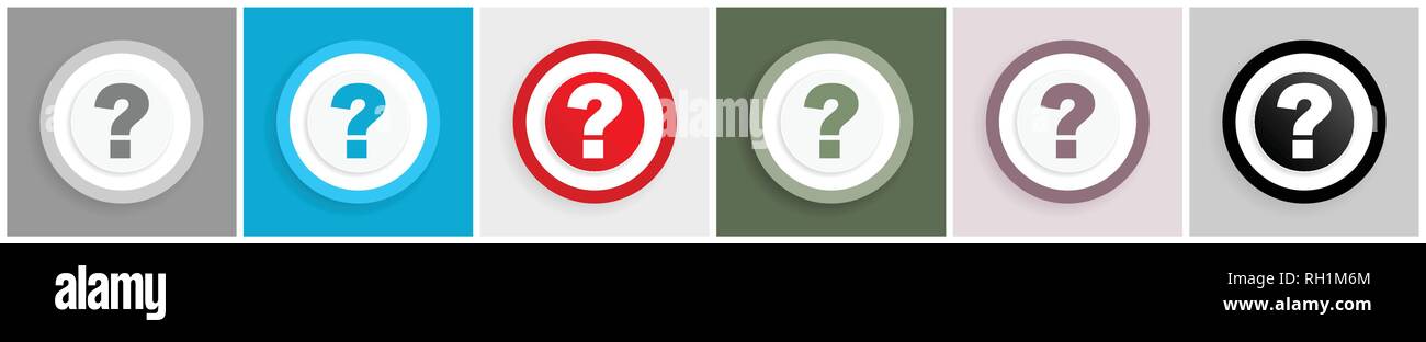 Question mark icon set, vector illustrations in 6 options for web ...