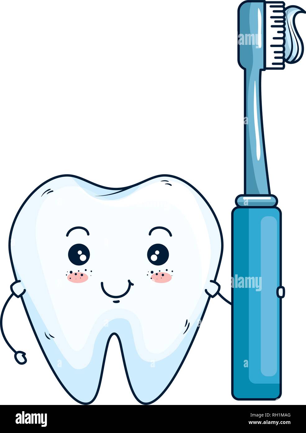 comic tooth with toothbrush kawaii character Stock Vector Image & Art ...