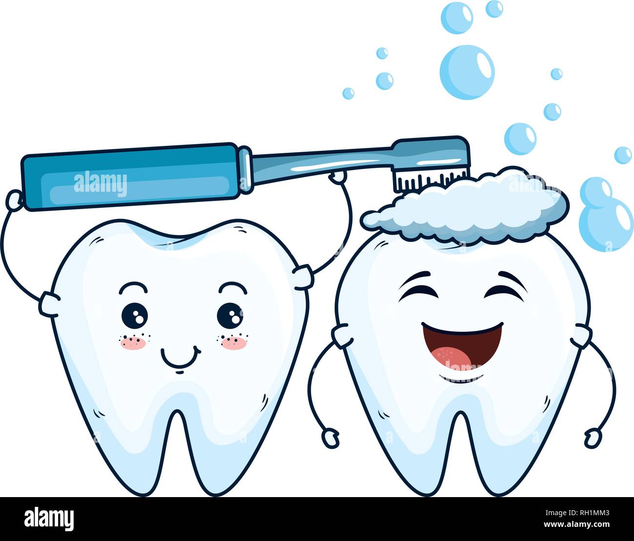 comic teeth couple with toothbrush kawaii Stock Vector Image & Art - Alamy