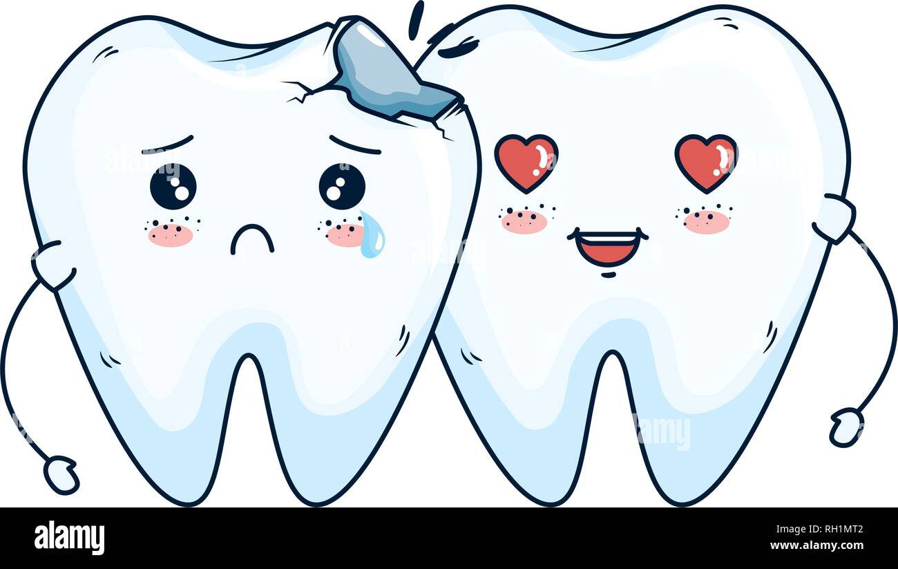 comic teeth couple with heart kawaii Stock Vector Image & Art - Alamy