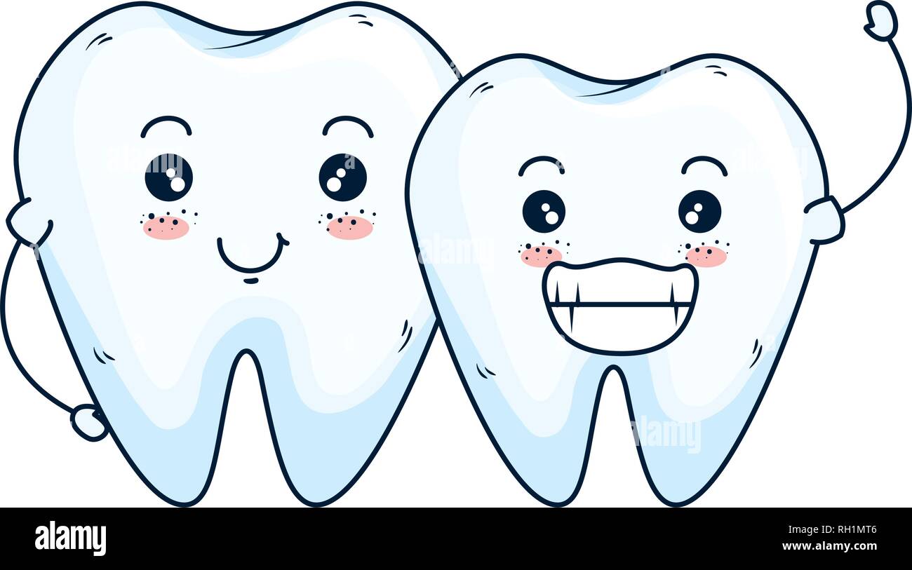 comic teeth couple kawaii characters Stock Vector Image & Art - Alamy