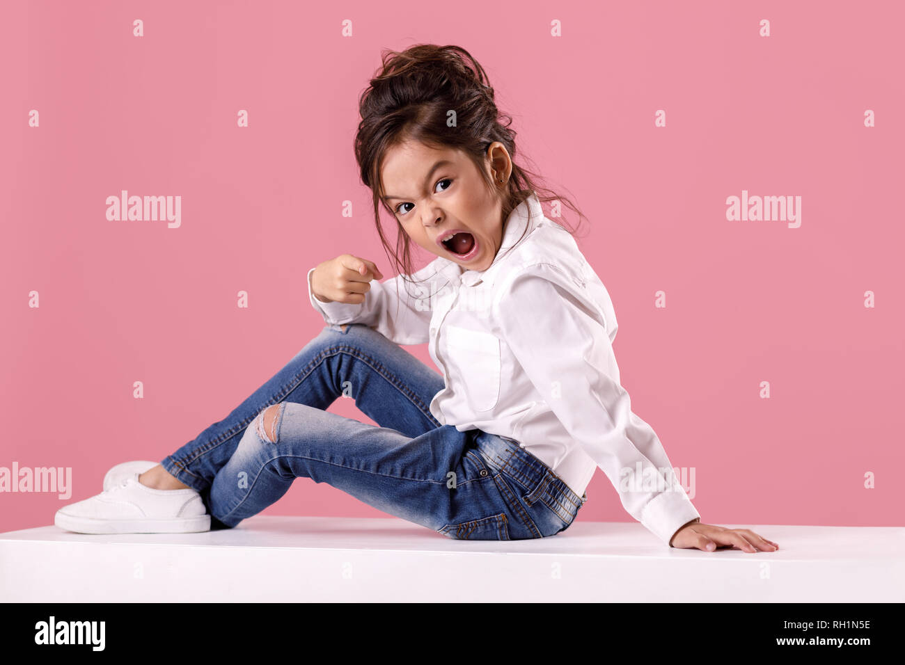 Angry Little Girl Pointing