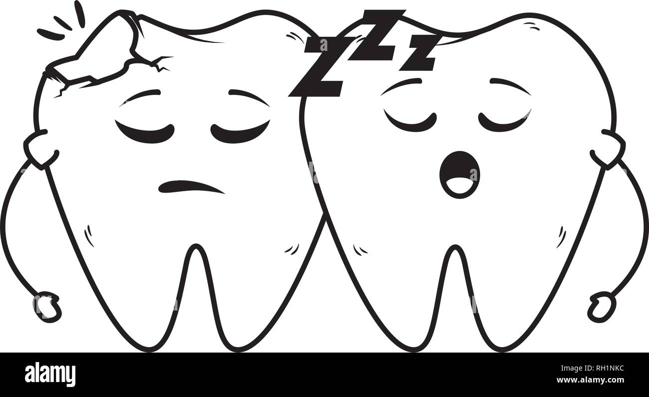 comic teeth couple sleeping kawaii characters Stock Vector Image & Art ...