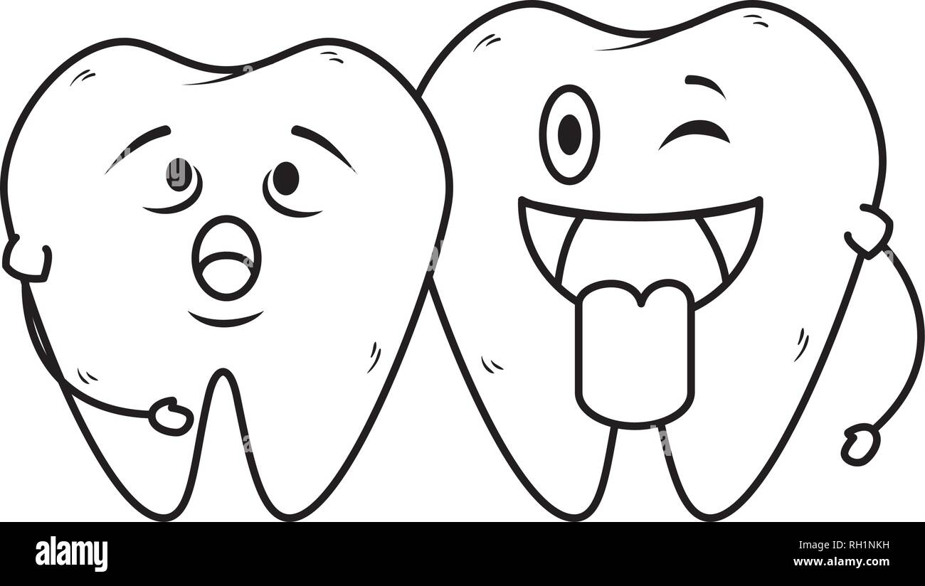 comic teeth couple kawaii characters Stock Vector Image & Art - Alamy