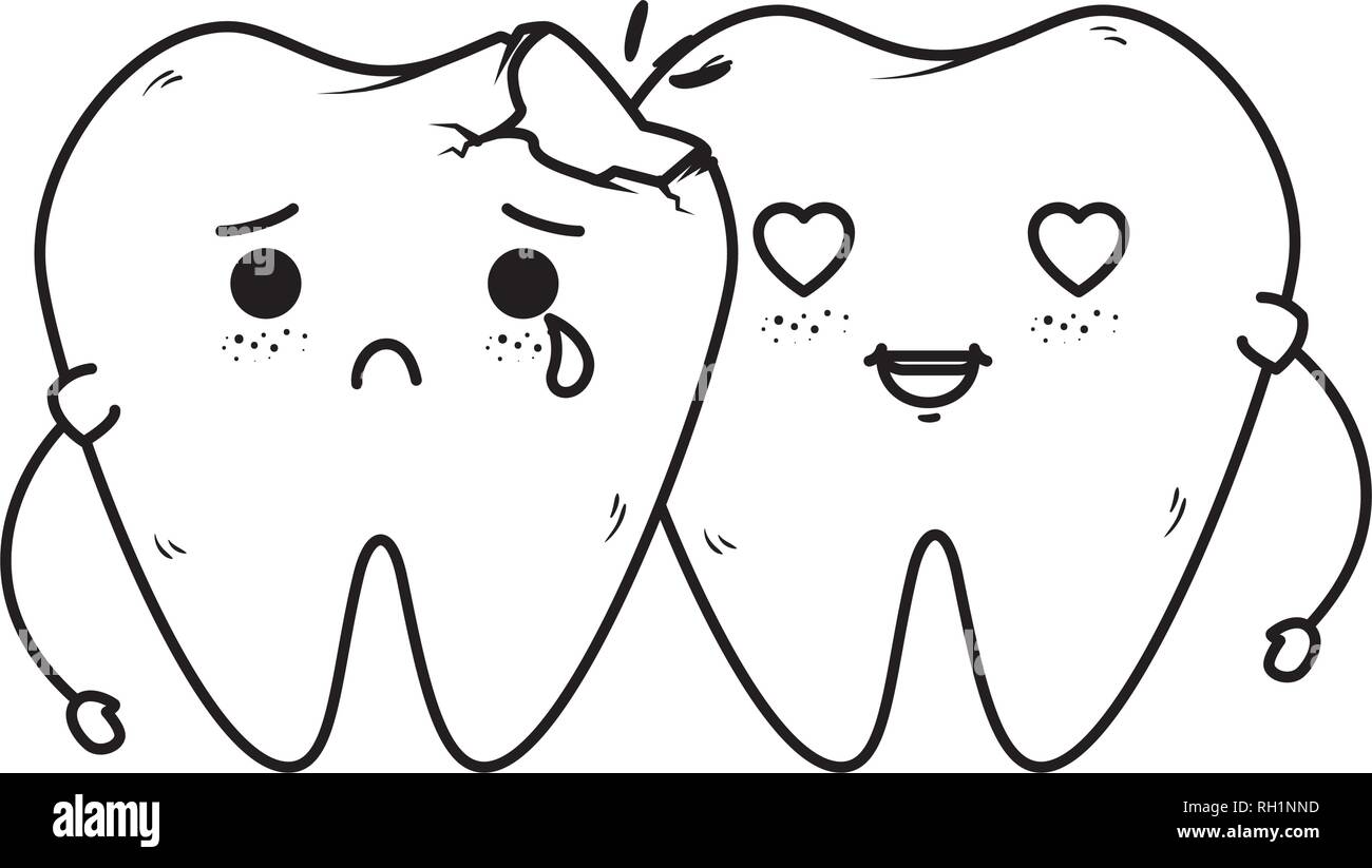 comic teeth couple with heart kawaii Stock Vector Image & Art - Alamy