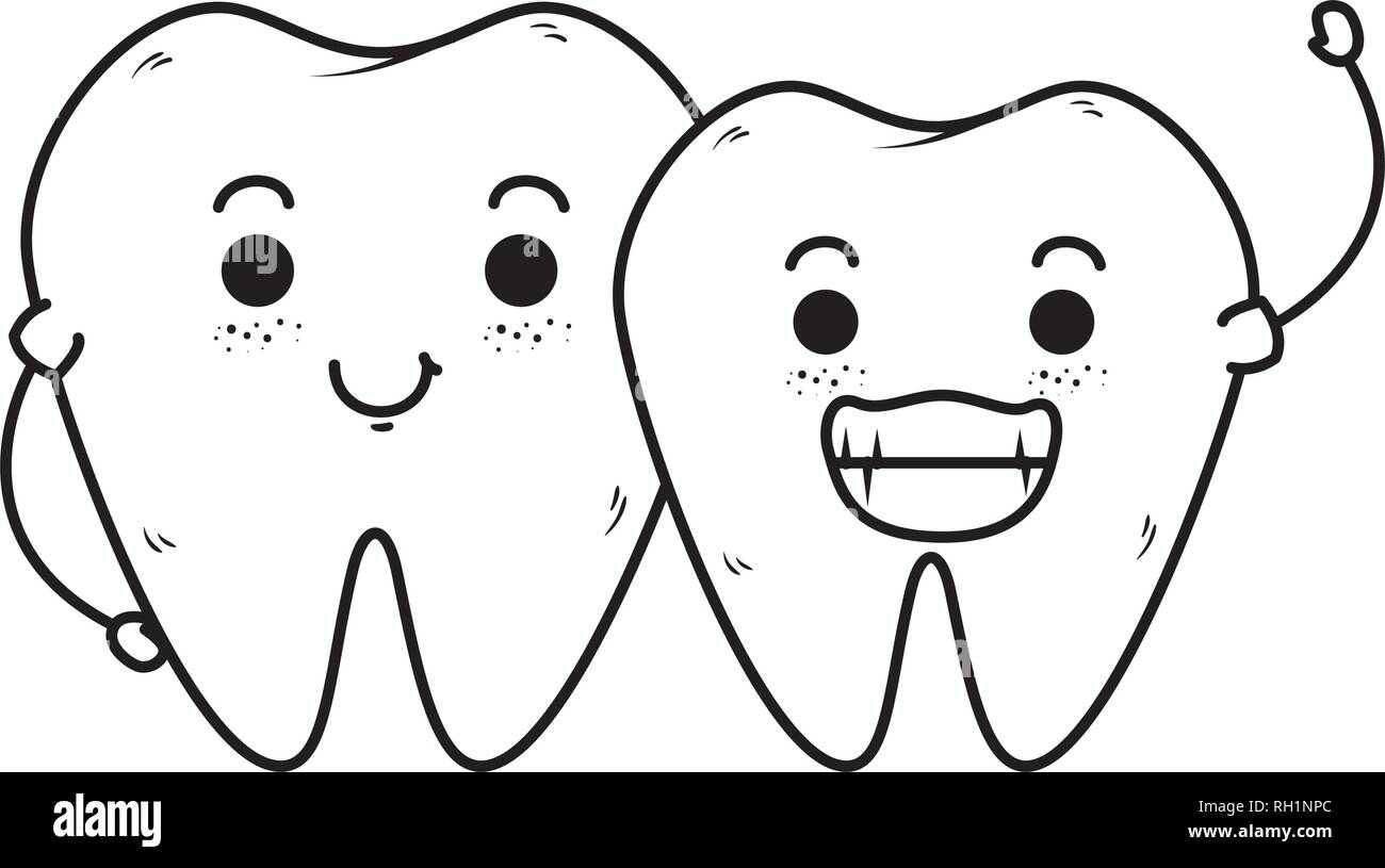 comic teeth couple kawaii characters Stock Vector Image & Art - Alamy