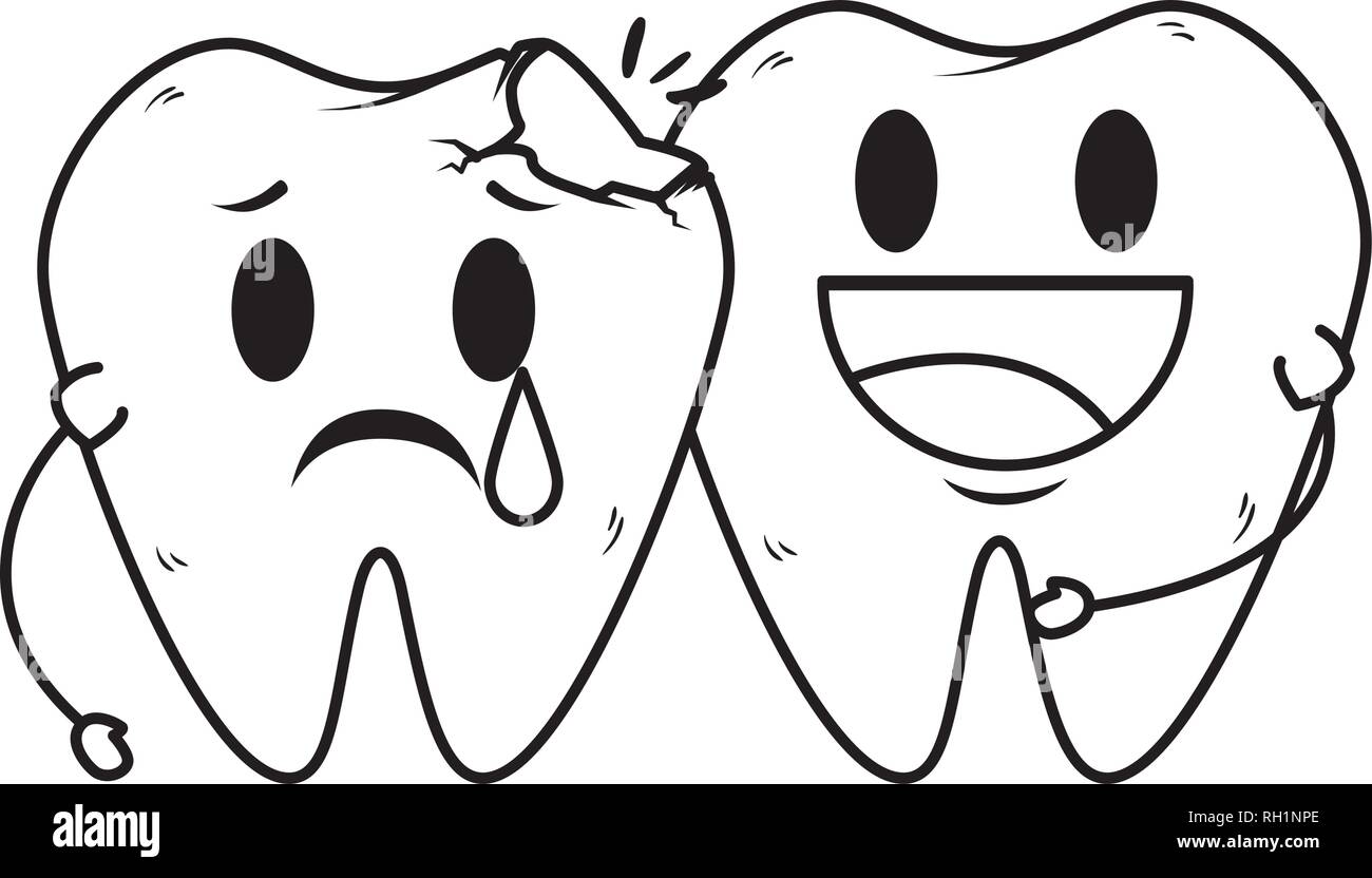 comic teeth break couple kawaii characters Stock Vector Image & Art - Alamy